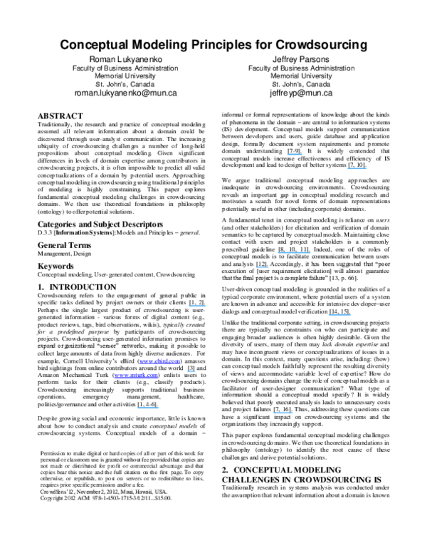 (PDF) Conceptual modeling principles for crowdsourcing
