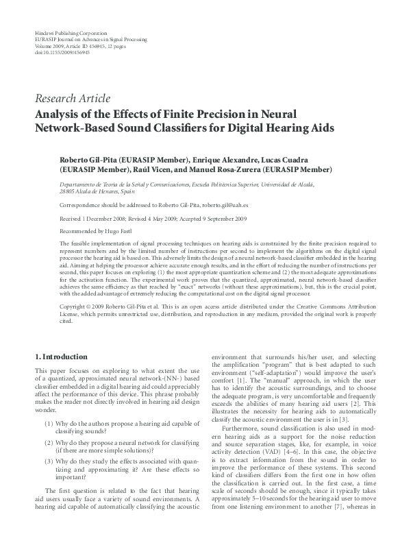 Pdf Analysis Of The Effects Of Finite Precision In Neural Network Based Sound Classifiers For