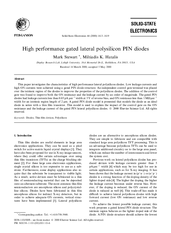 (PDF) High performance gated lateral polysilicon PIN diodes
