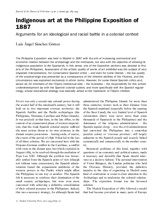 (PDF) Indigenous art at the Philippine Exposition of 1887 - Arguments ...
