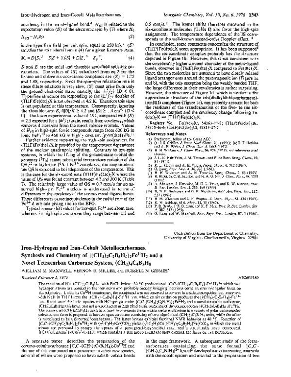 (PDF) Iron-hydrogen and iron-cobalt metallocarboranes. Synthesis and ...