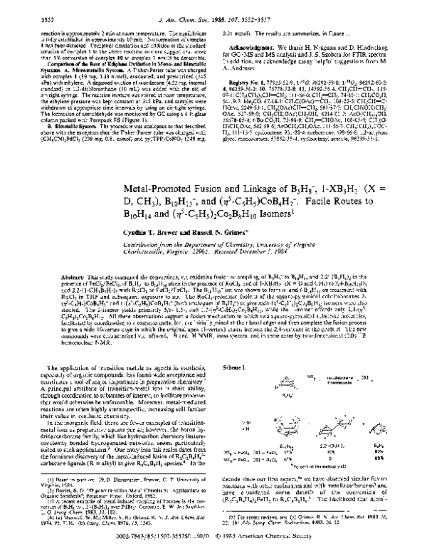 (PDF) Metal-promoted fusion and linkage of B5H8-, 1-XB5H7- (X = D, CH3 ...