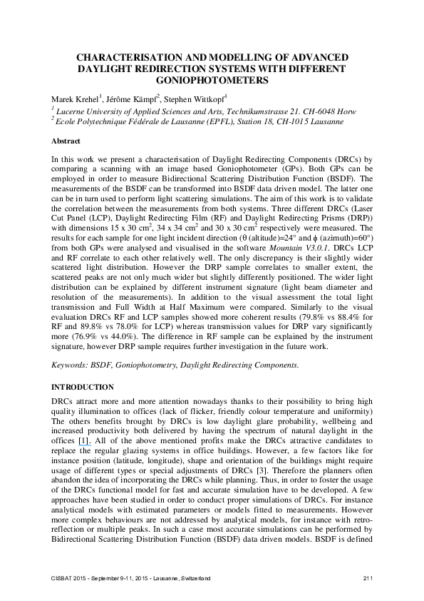 (PDF) Characterisation and Modelling of Advanced Daylight Redirection ...