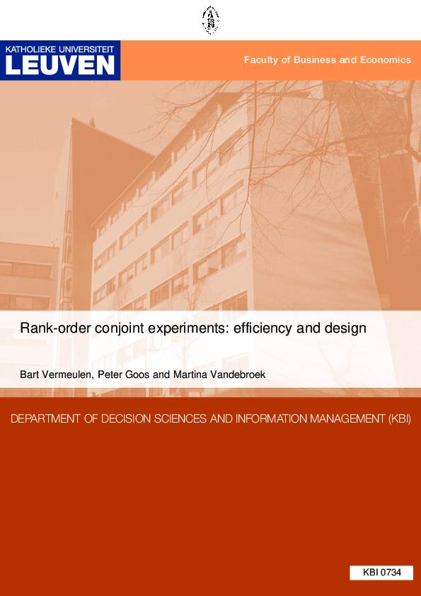 (PDF) Rank-order choice-based conjoint experiments: Efficiency and design