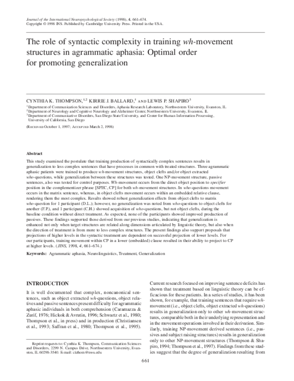 (PDF) The role of syntactic complexity in training wh-movement ...