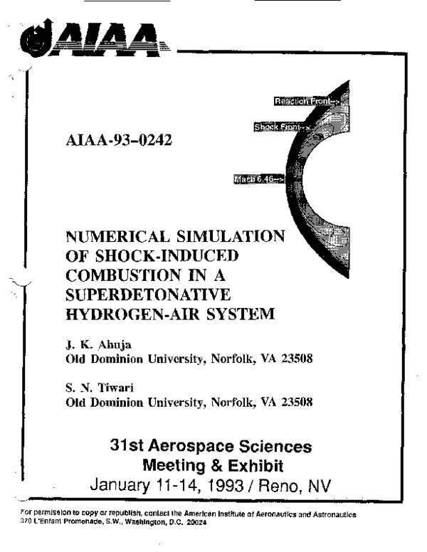 (PDF) Numerical simulation of shock-induced combustion/detonation