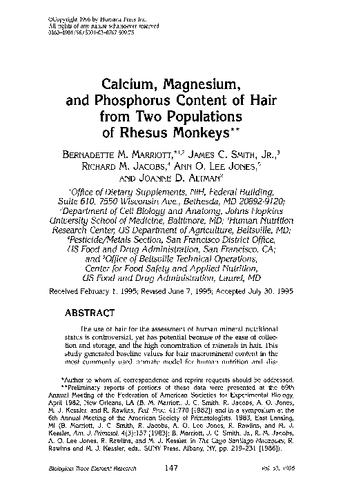 (PDF) Calcium, magnesium, and phosphorus content of hair from two ...