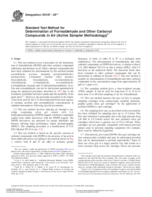 (PDF) Standard Test Method for Determination of Formaldehyde and Other ...