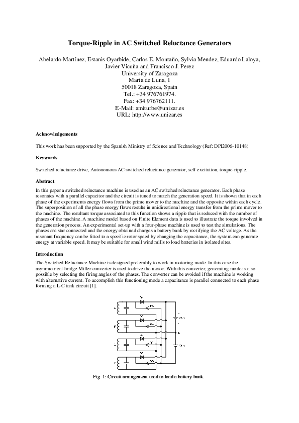 (PDF) Torque-ripple in AC switched reluctance generators