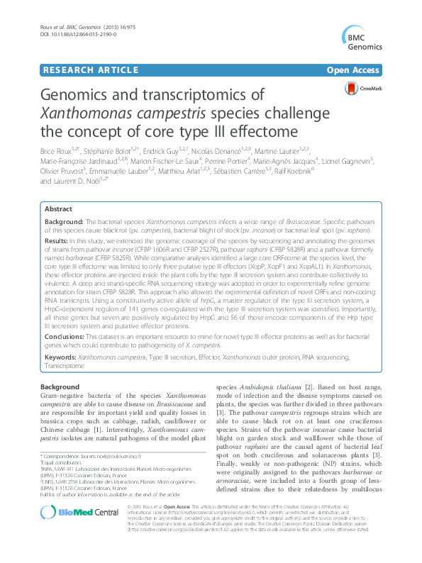 (PDF) Genomics and transcriptomics of Xanthomonas campestris species ...