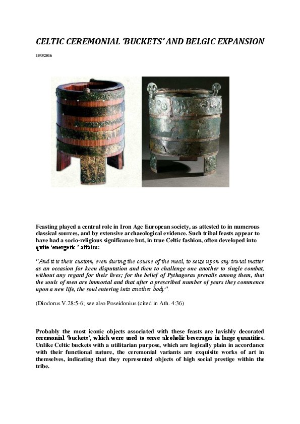 (PDF) CELTIC CEREMONIAL 'BUCKETS' AND BELGIC EXPANSION