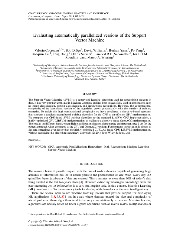 Pdf Evaluating Automatically Parallelized Versions Of The Support Vector Machine