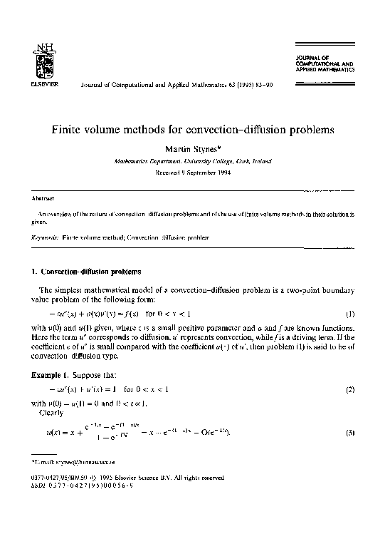 (PDF) Finite volume methods for convection-diffusion problems
