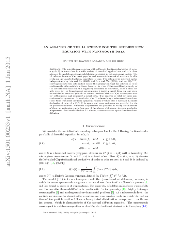 (PDF) An analysis of the L1 scheme for the subdiffusion equation with nonsmooth data