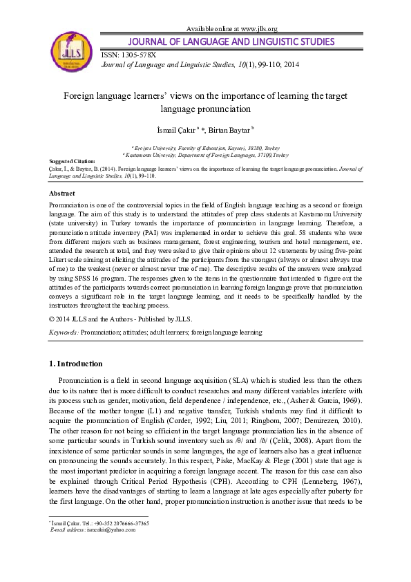 (PDF) JOURNAL OF LANGUAGE AND LINGUISTIC STUDIES Foreign language ...