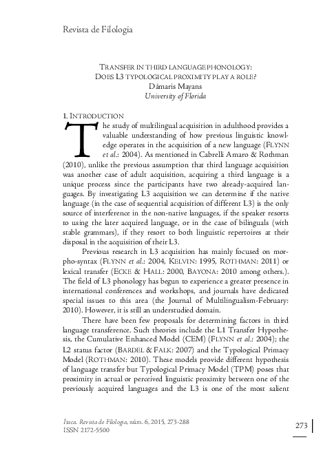 (PDF) Transfer in third language phonology: Does L3 typological ...