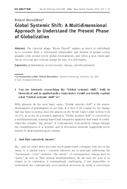 (PDF) Multidimensional Theory of Global Change
