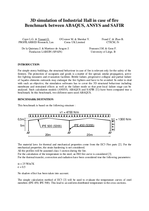 (PDF) 3D simulation of Industrial Hall in case of fire Benchmark ...