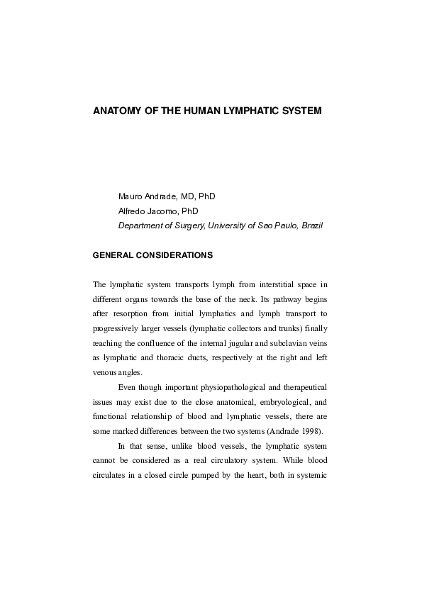 (DOC) Anatomy of the Human Lymphatic System