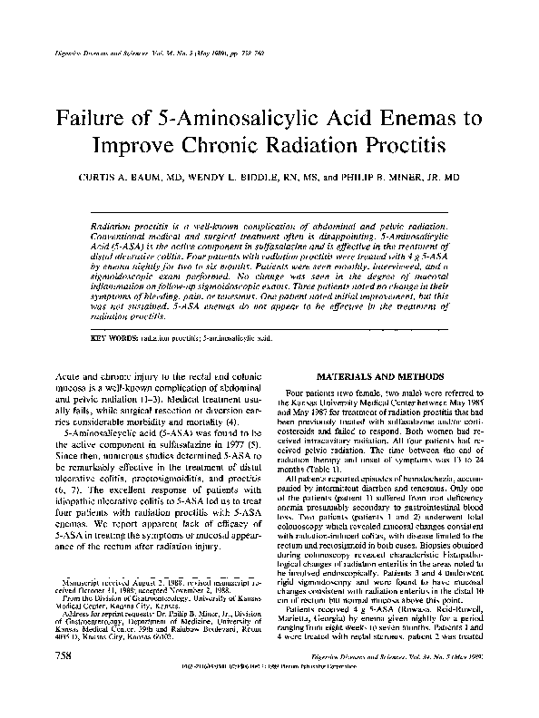 (PDF) Failure of 5-Aminosalicylic acid enemas to improve chronic ...
