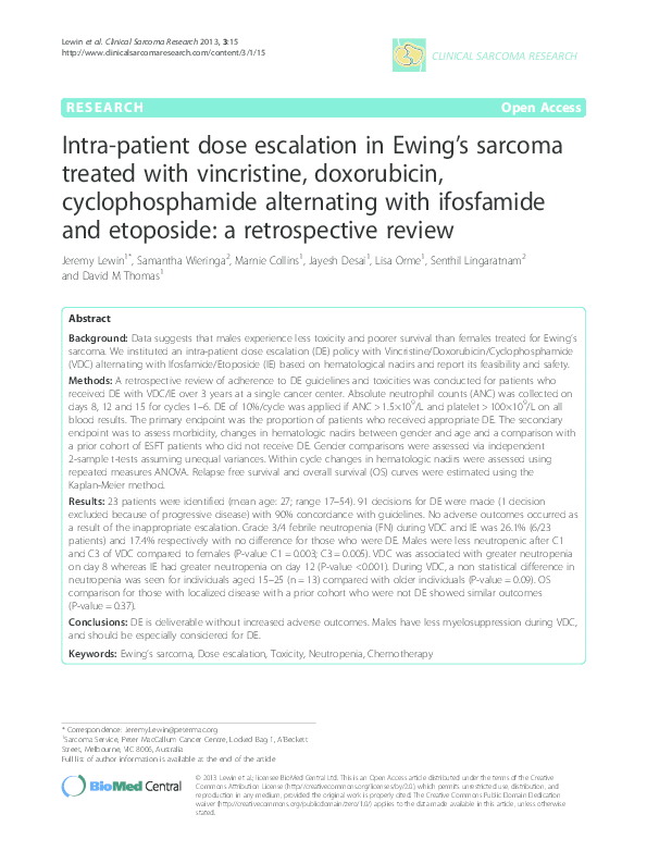 (PDF) Intra-patient dose escalation in Ewing's sarcoma treated with ...