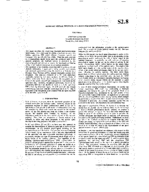 (PDF) Auditory neural feedback as a basis for speech processing | Oded Ghitza - Academia.edu