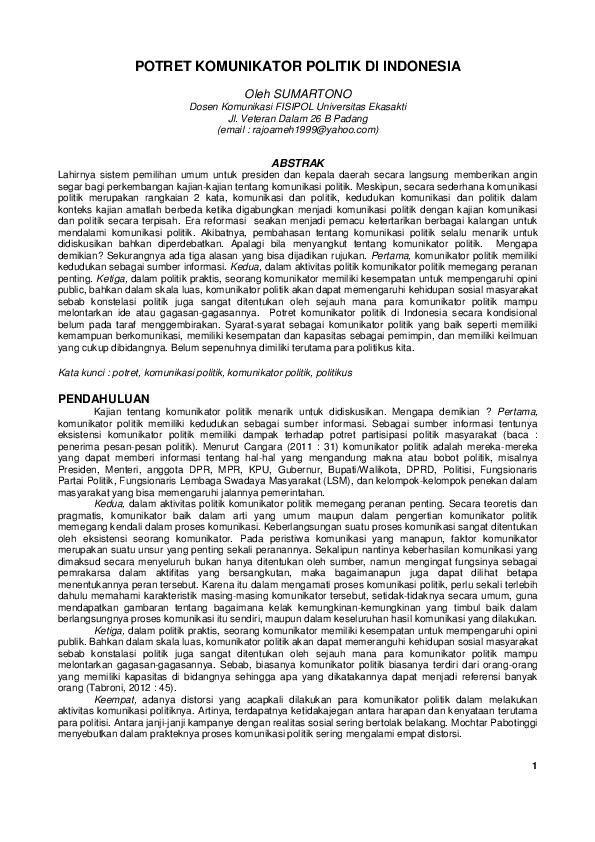 (PDF) POTRET KOMUNIKATOR POLITIK DI INDONESIA
