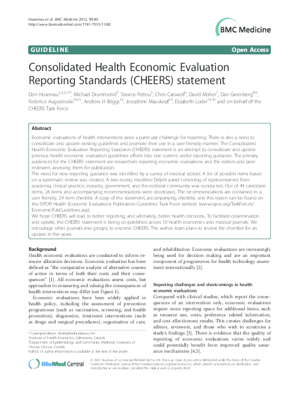 (PDF) Consolidated Health Economic Evaluation Reporting Standards ...