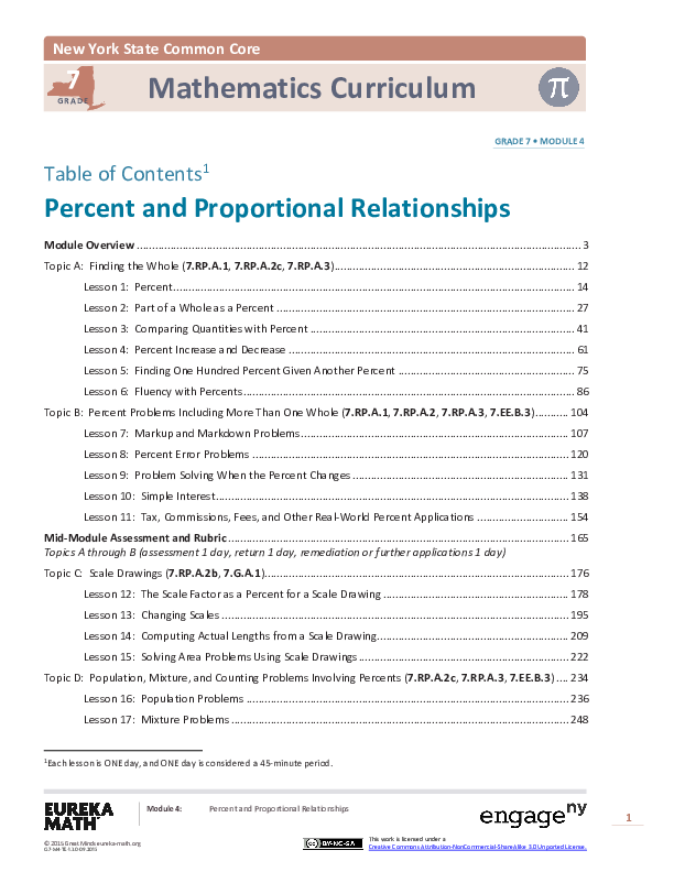 (PDF) Module 4: Percent and Proportional Relationships