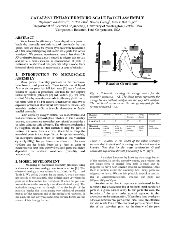 (PDF) Catalyst enhanced micro scale batch assembly