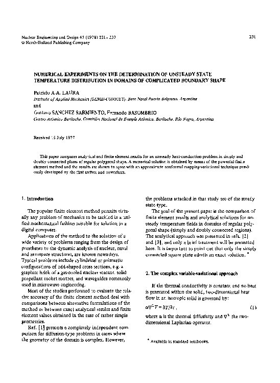 Pdf Numerical Experiments On The Determination Of Unsteady State Temperature Distribution In A