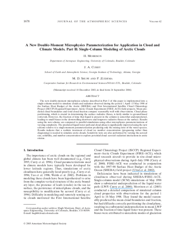 (PDF) A New Double-Moment Microphysics Parameterization for Application in Cloud and Climate ...
