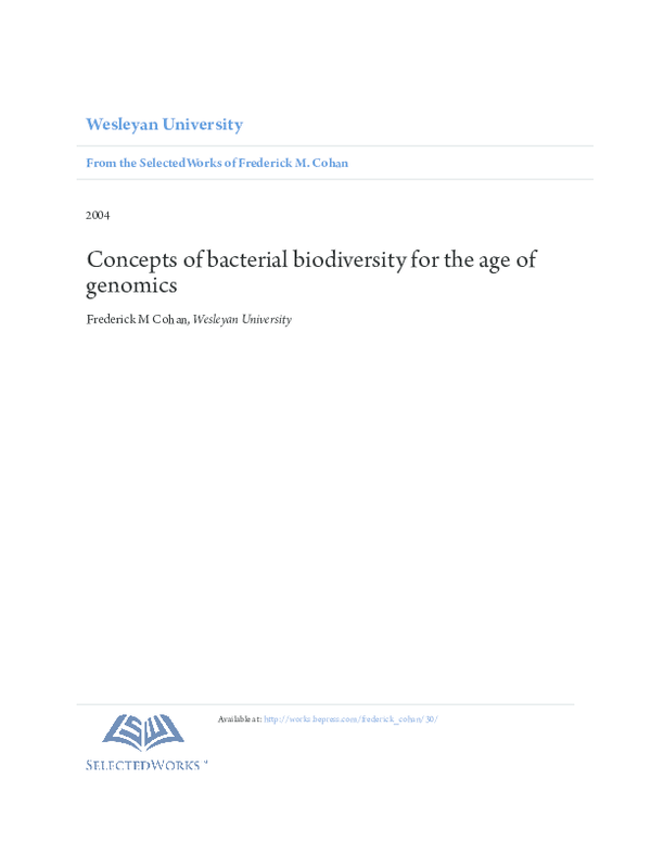 (PDF) Concepts of bacterial biodiversity for the age of genomics
