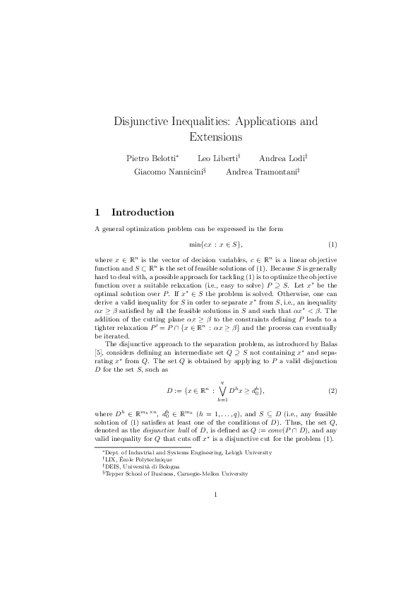 (PDF) Disjunctive inequalities: applications and extensions