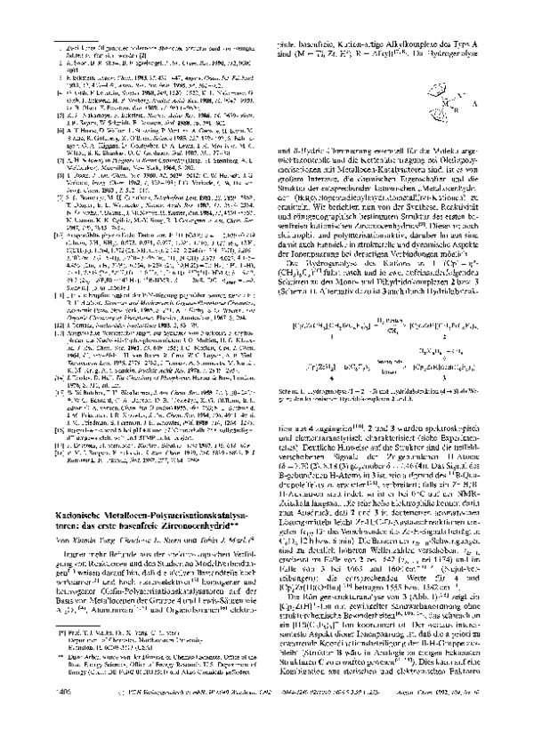 (PDF) Kationische Metallocen-Polymerisationskatalysatoren: Das erste ...