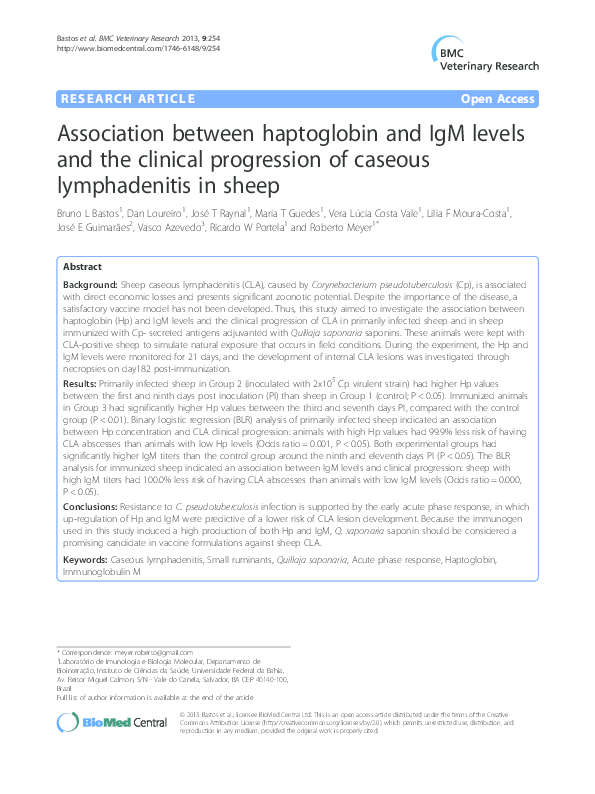 (PDF) Association between haptoglobin and IgM levels and the clinical ...