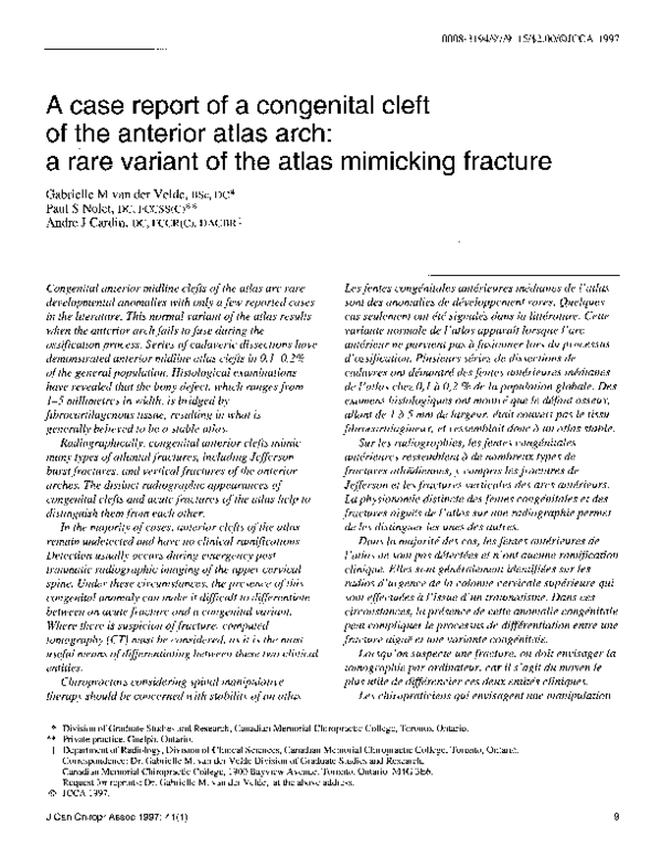 (PDF) A case report of a congenital cleft of the anterior atlas arch: a ...