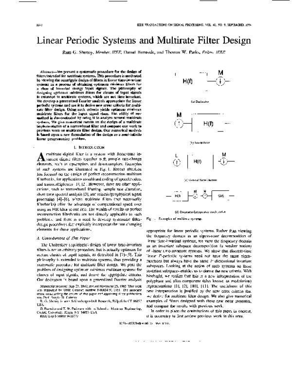(PDF) Linear periodic systems and multirate filter design