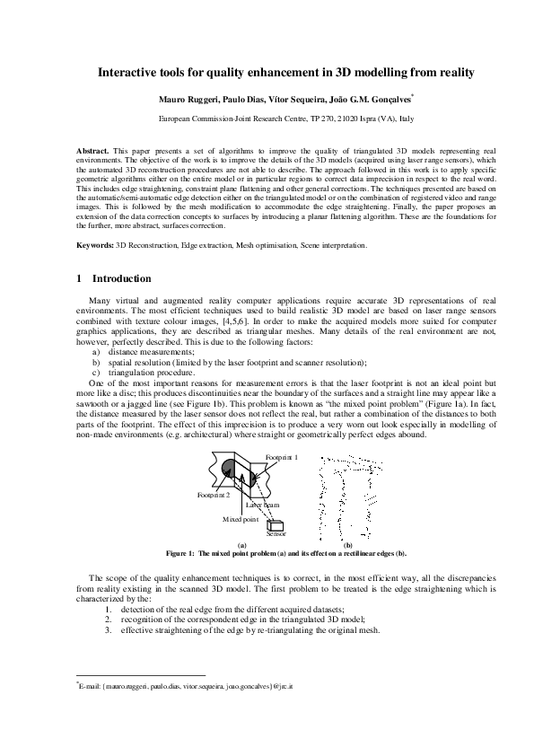 (PDF) Interactive tools for quality enhancement in 3d modelling from ...