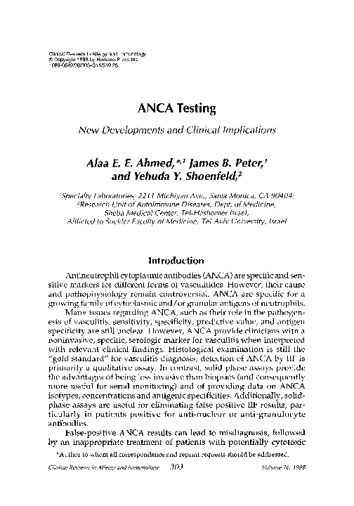 (PDF) ANCA testing