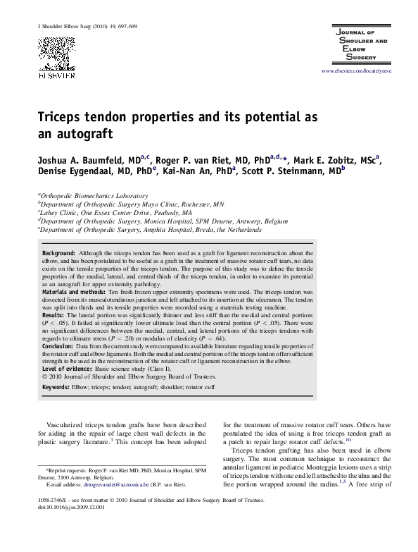 (PDF) Triceps tendon properties and its potential as an autograft