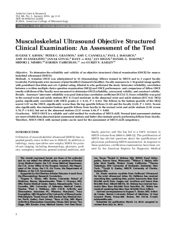 (PDF) Musculoskeletal Ultrasound Objective Structured Clinical ...