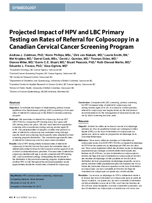 (PDF) Projected Impact of HPV and LBC Primary Testing on Rates of ...