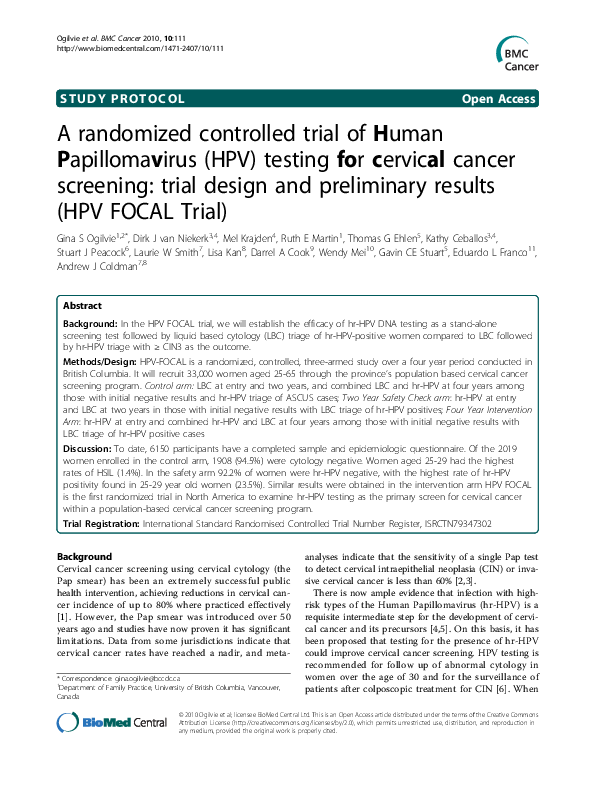 (PDF) A randomized controlled trial of Human Papillomavirus (HPV ...