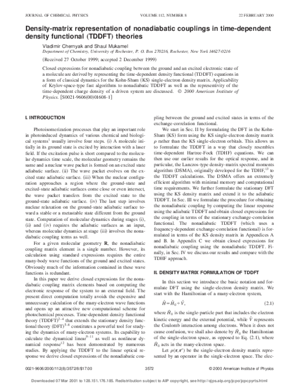(PDF) Density-matrix representation of nonadiabatic couplings in time-dependent density ...