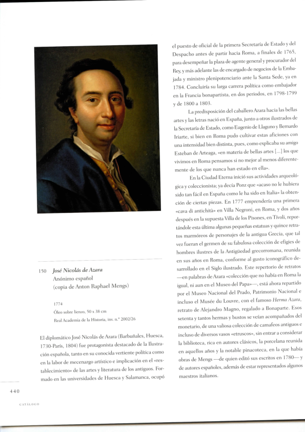 (PDF) José Nicolás de Azara. Anónimo español (copia de Anton Raphael Mengs)