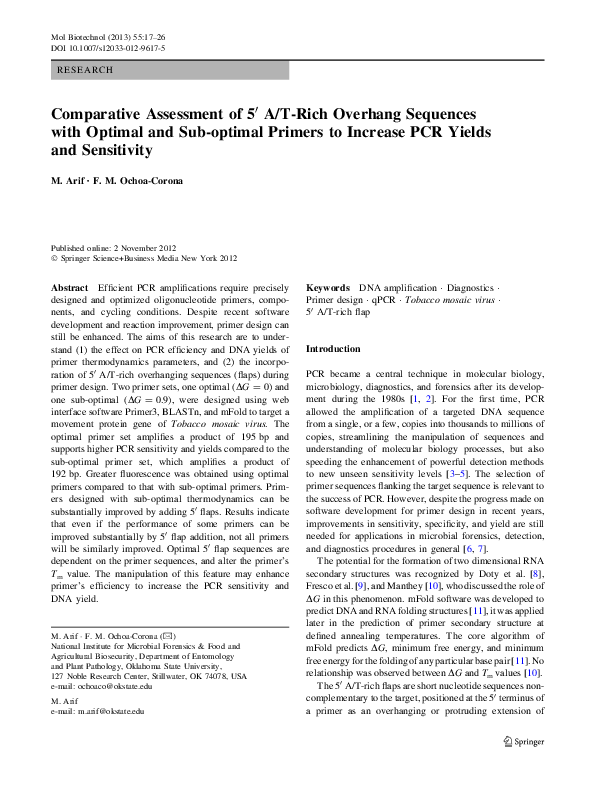 (PDF) Improved PCR flexibility with Hot Start dNTPs | Tony Le - Academia.edu