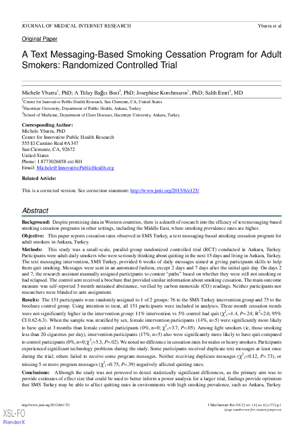 (PDF) A Text Messaging-Based Smoking Cessation Program for Adult Smokers: Randomized Controlled ...