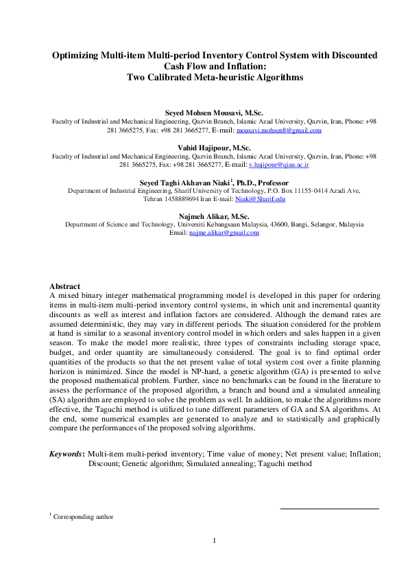 (PDF) Optimizing Multi-item Multi-period Inventory Control System with ...