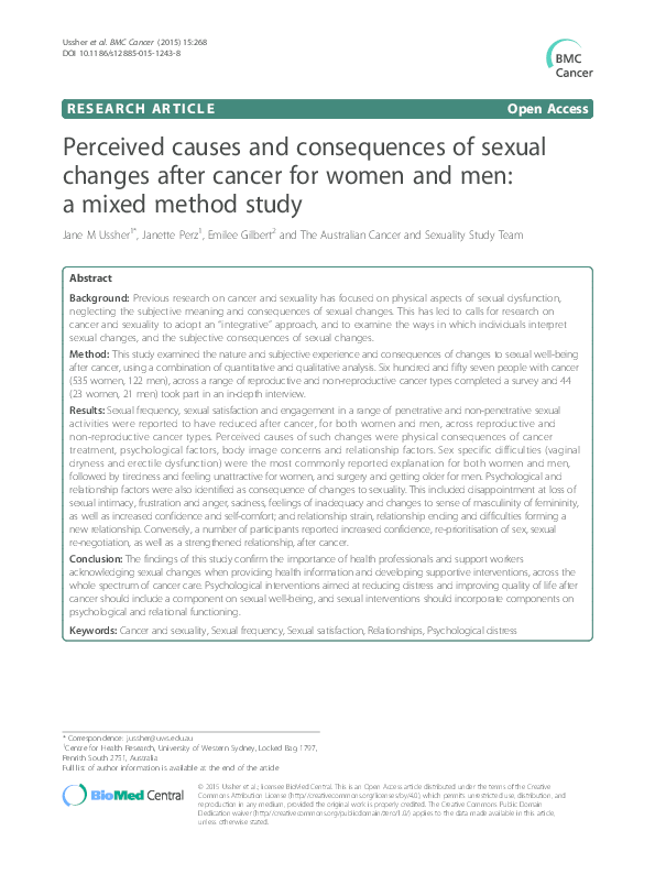(PDF) Perceived causes and consequences of sexual changes after cancer ...
